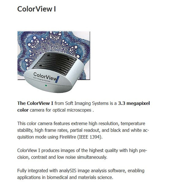 ColorView 1 Microscope camera (pre owned) – Spectrographic Ltd